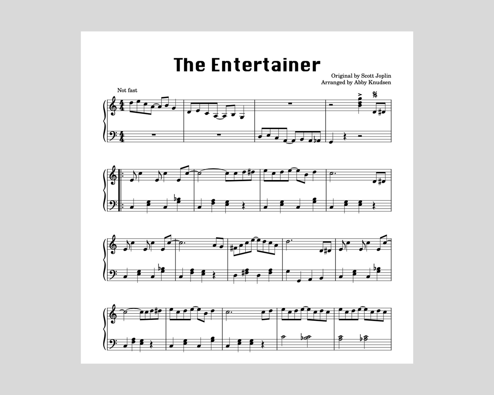 SIMPLIFIED the Entertainer | Easy Joplin Piano Sheet Music - Printable PDF - Etsy