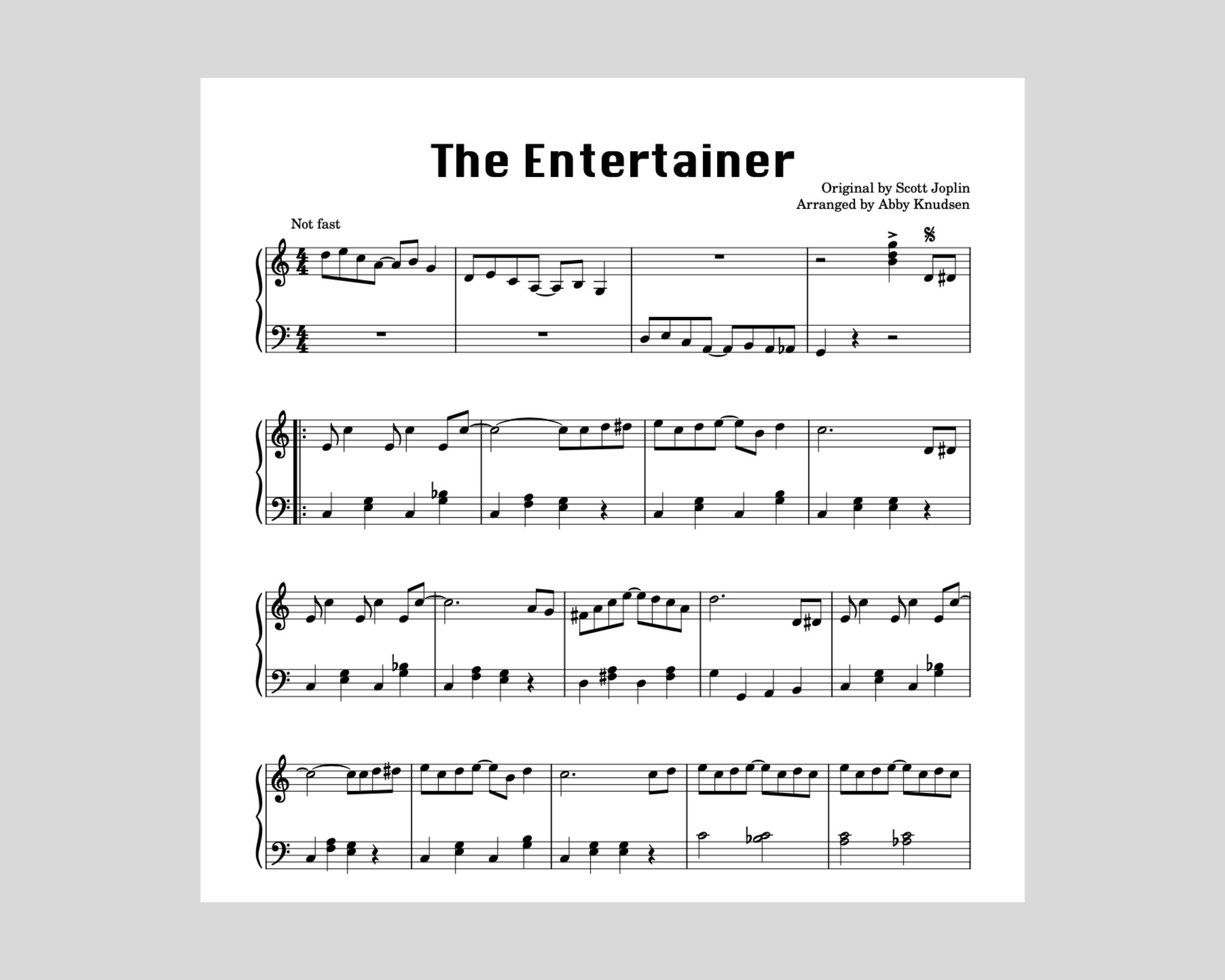 SIMPLIFIED the Entertainer | Easy Joplin Piano Sheet Music - Printable ...