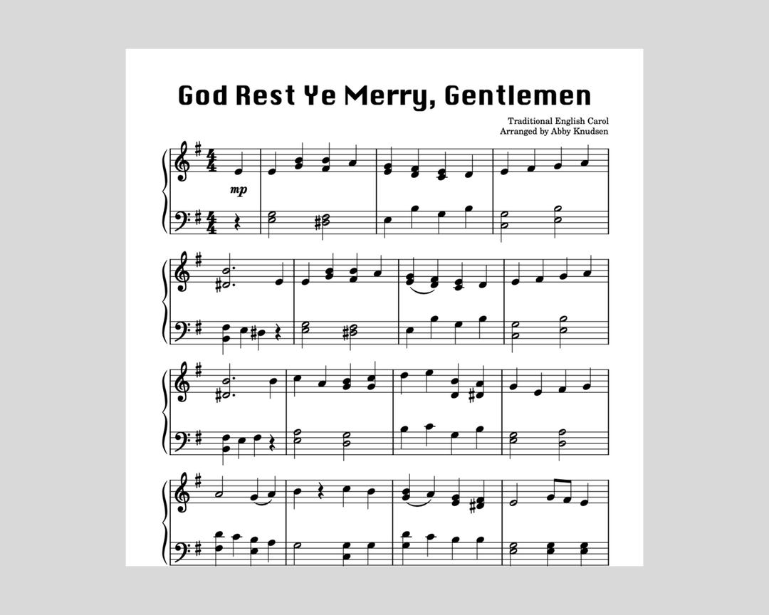 God Rest Ye Merry, Gentlemen | Easy Christmas Piano Sheet Music ...