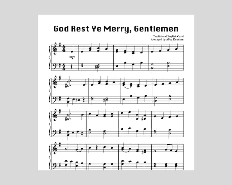 God Rest Ye Merry, Gentlemen | Easy Christmas Piano Sheet Music ...