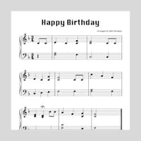 Happy Birthday to You Easy Piano Sheet Music (digital Download), Kids ...