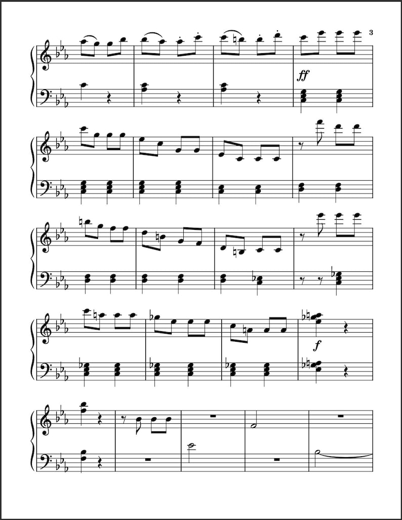 SIMPLIFIED Symphony No. 5 in C Minor | Easy Beethoven Piano Sheet Music ...