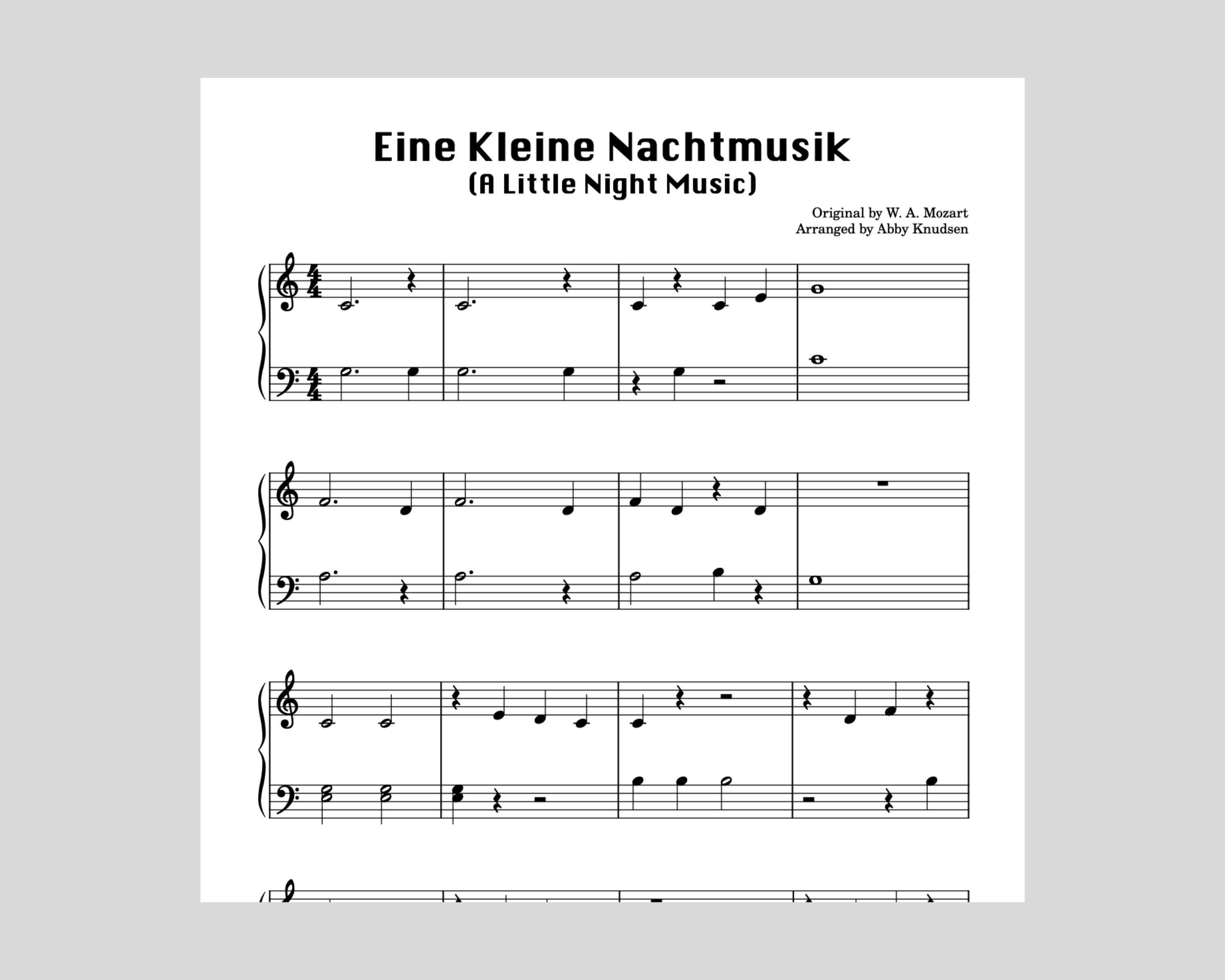 BEGINNER Eine Kleine Nachtmusik (A Little Night Music) by Mozart | Easy ...