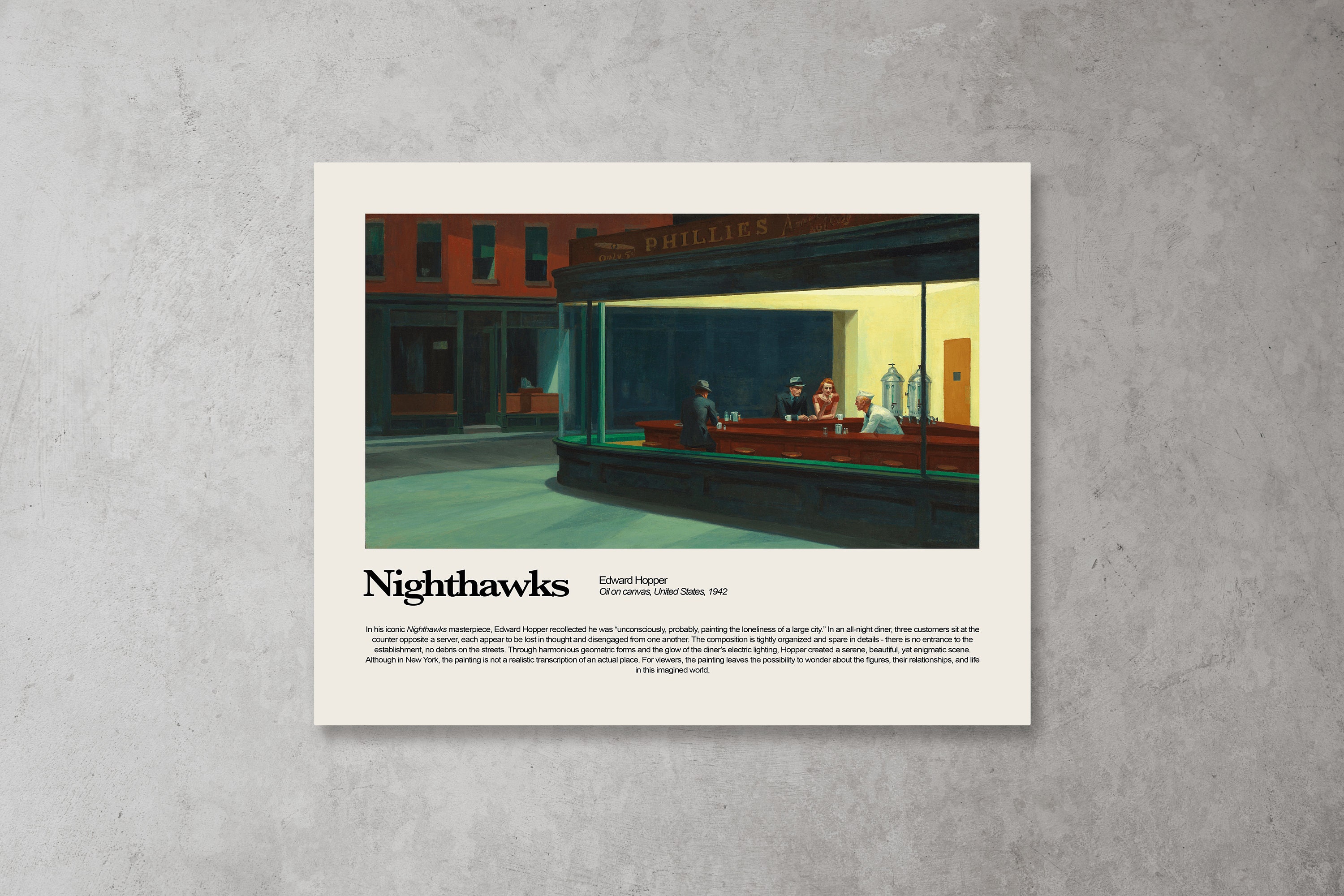 Nighthawks Poster PRINTABLE Digital Download Beautiful Famous Painting ...