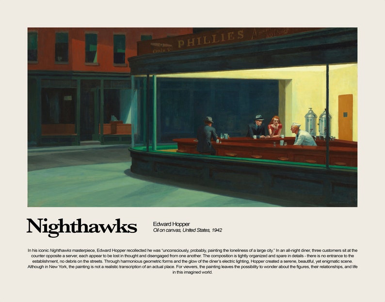 Nighthawks Poster | PRINTABLE Digital Download | Beautiful Famous ...