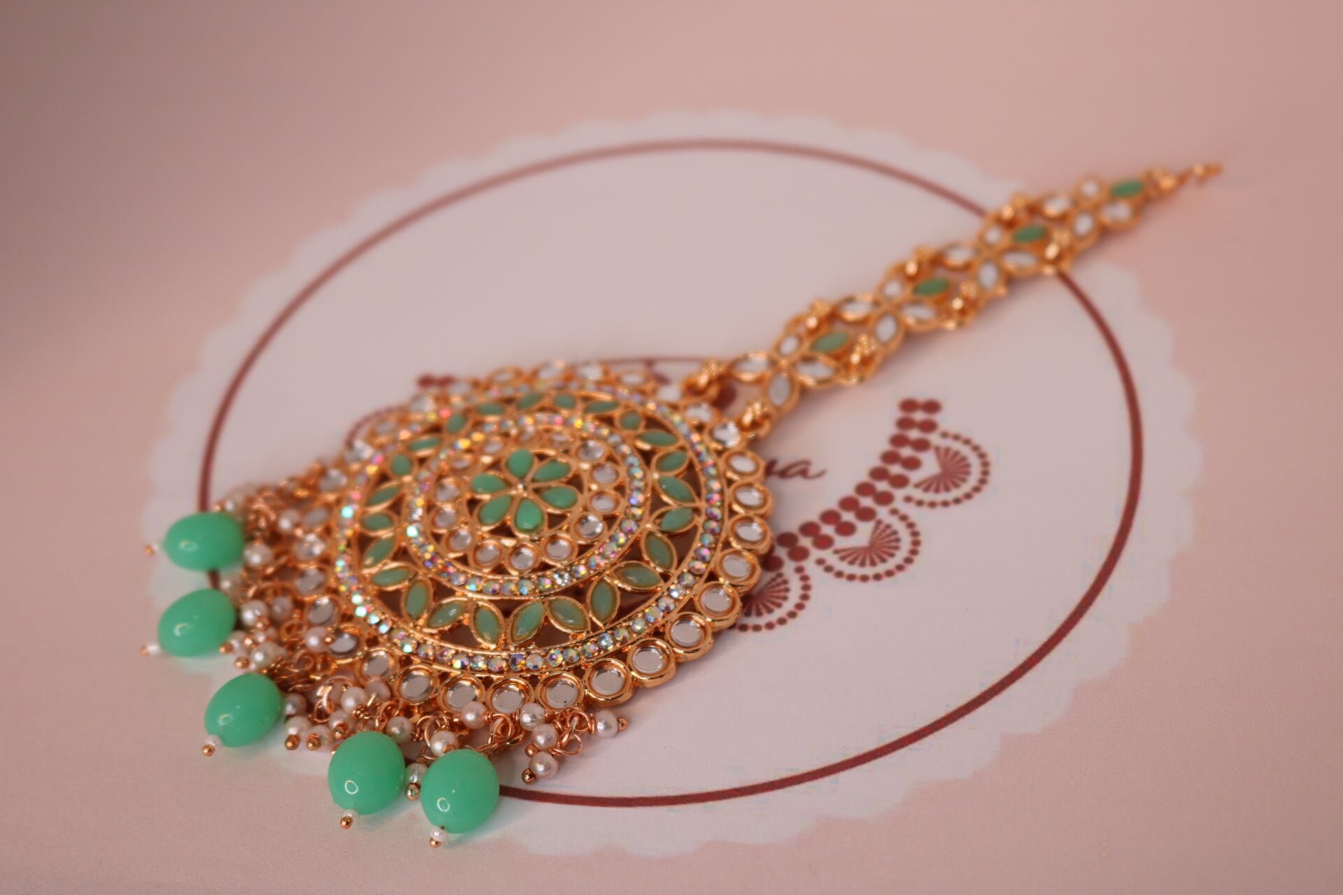 Big Polki Mint Green Kundan Maang Tikka - Etsy
