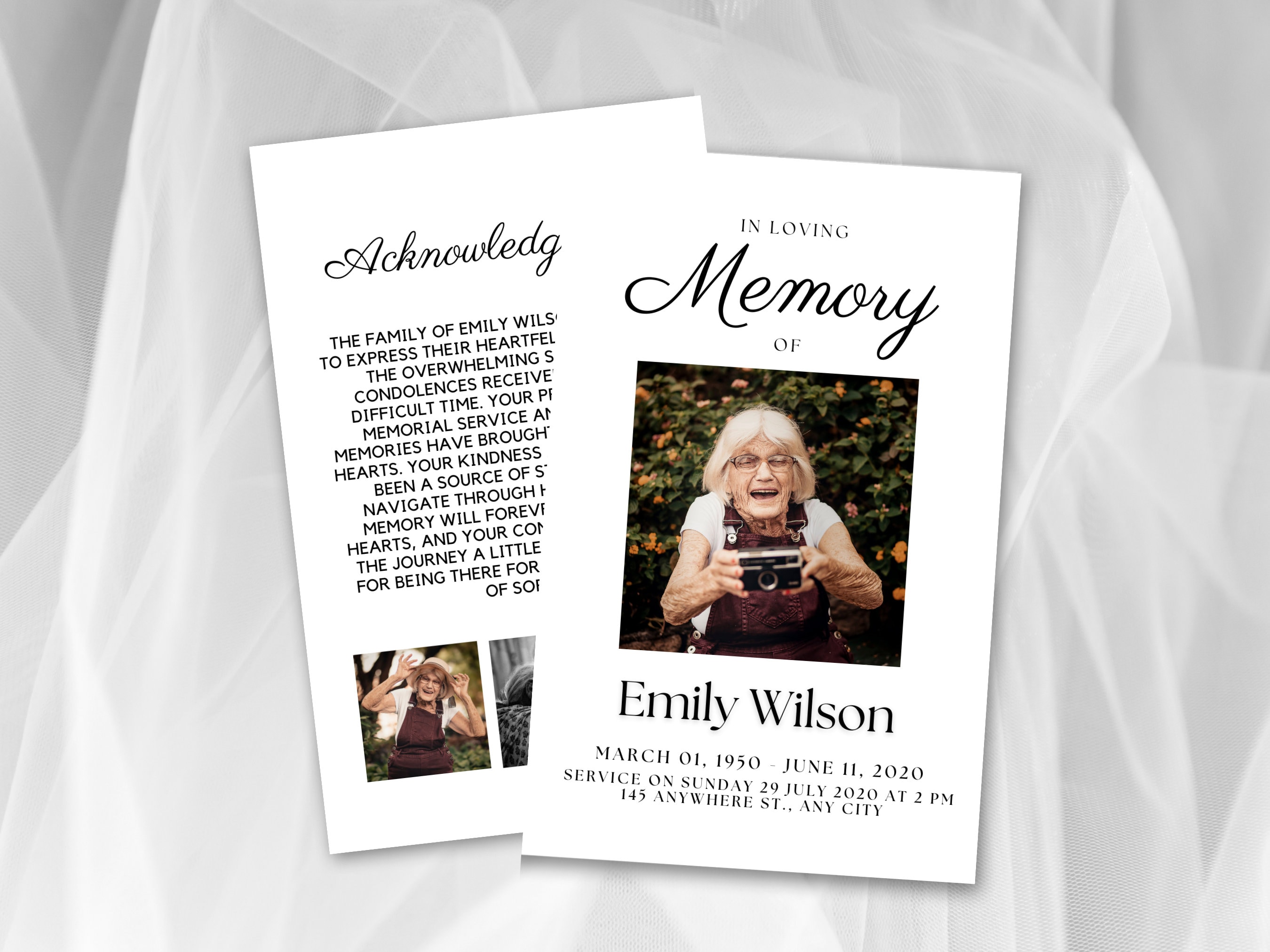 In Loving Memory Funeral Program Template Editable Celebrating the Life ...