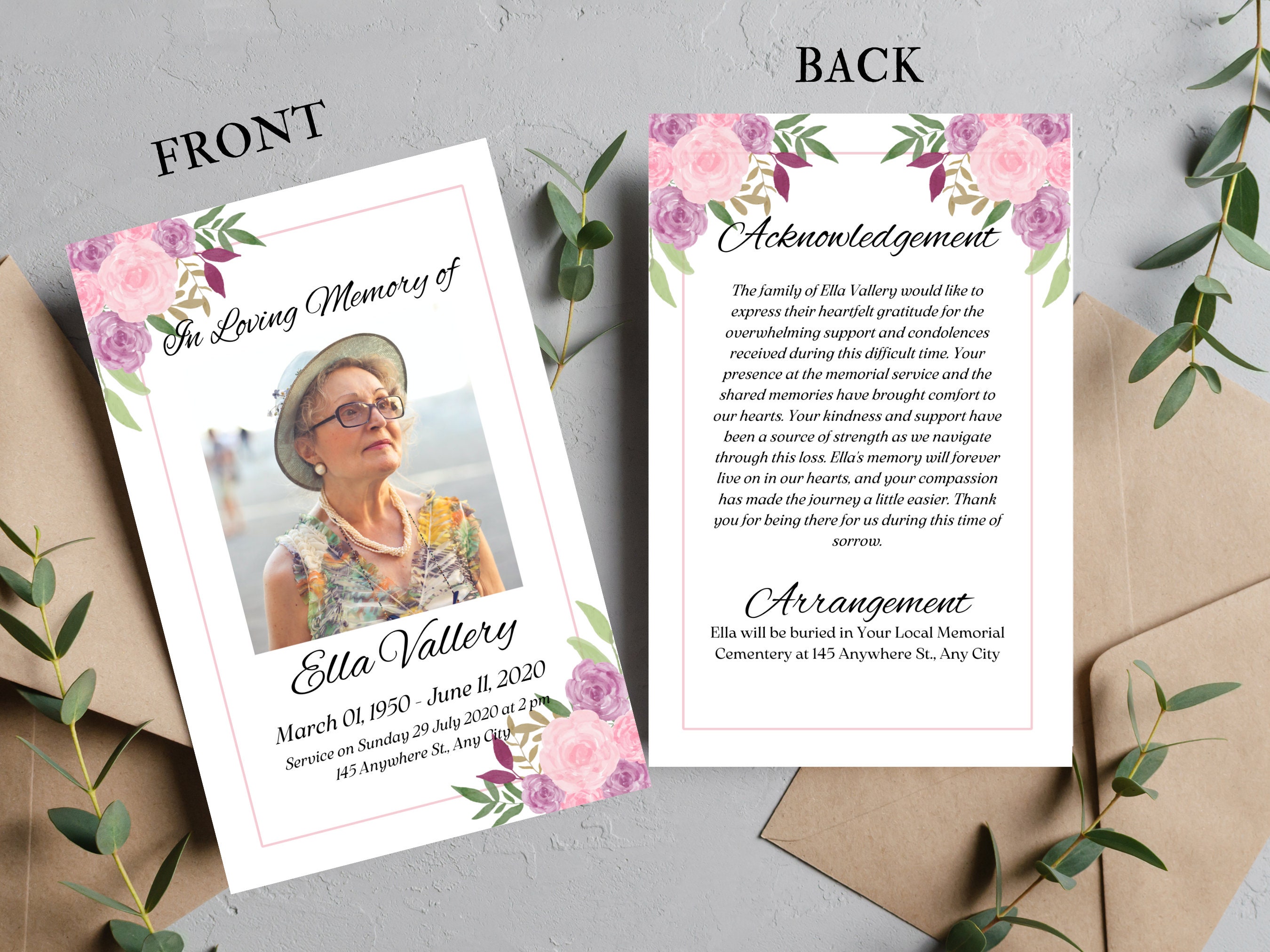 Editable Funeral Floral Program Template in Loving Memory Funeral ...