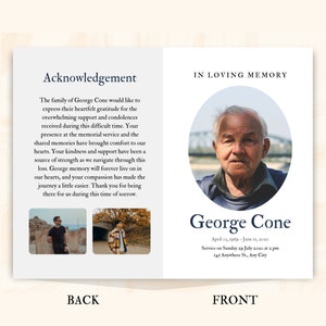 Editable Man Funeral Program Template, Oval Shaped Printable Funeral ...