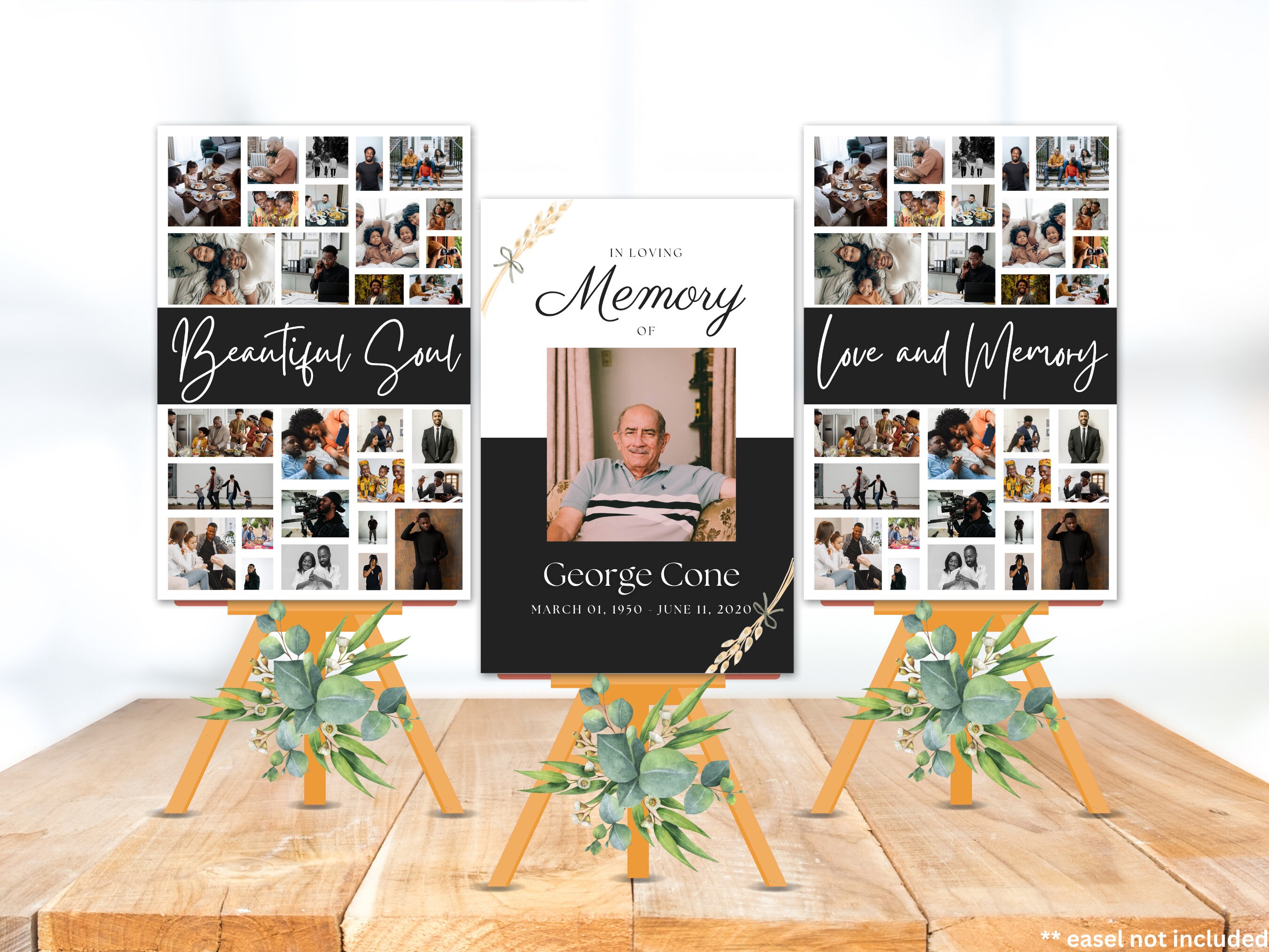 24x36 Editable Funeral Bundle Picture Collage Welcome Sign, Funeral ...