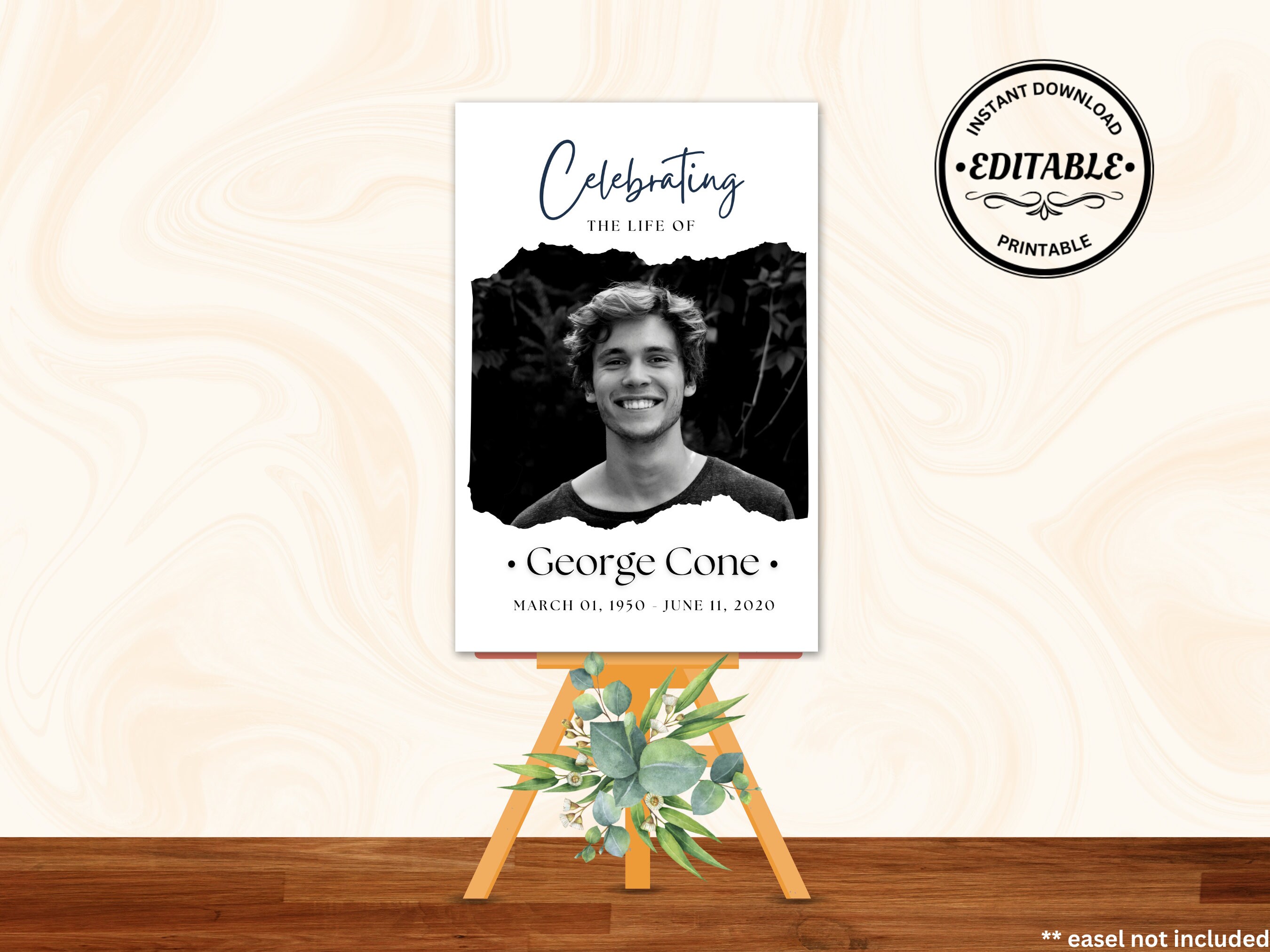 Editable Easel Funeral Welcome Sign Template for Man and Woman ...