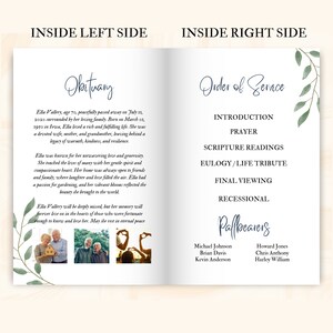 Editable Funeral Greenery Leaf Program Template Celebrating the Life of ...
