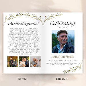 Editable Funeral Leaf Program Template Celebrating the Life of Funeral ...