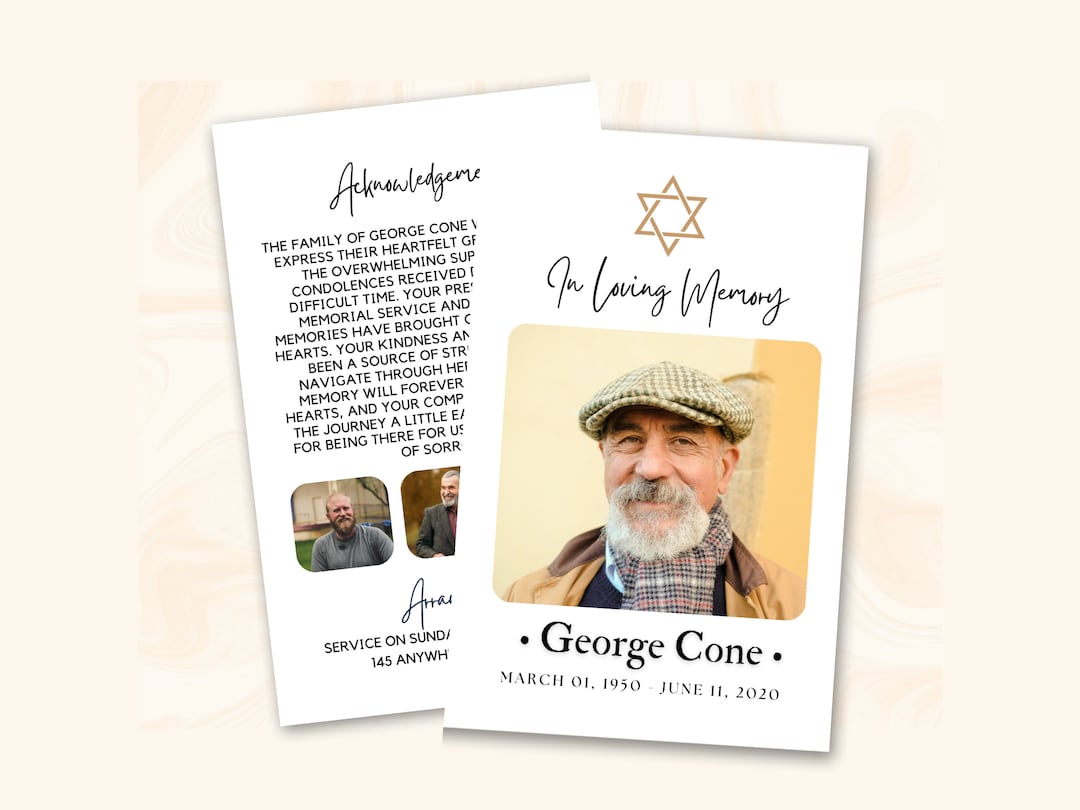 Editable Jewish Funeral Program Template, Minimalist Obituary Template ...