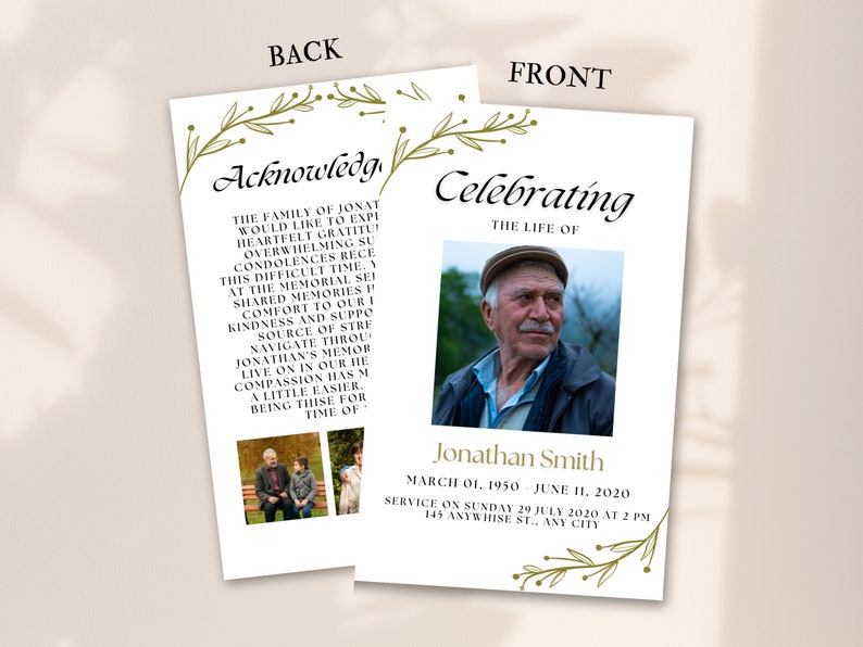 Editable Funeral Leaf Program Template Celebrating the Life of Funeral ...
