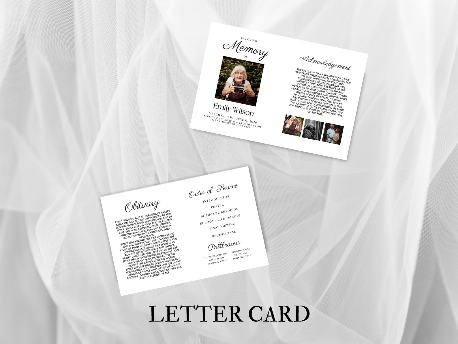 In Loving Memory Funeral Program Template Editable Celebrating the Life ...
