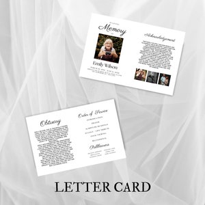In Loving Memory Funeral Program Template Editable Celebrating the Life ...
