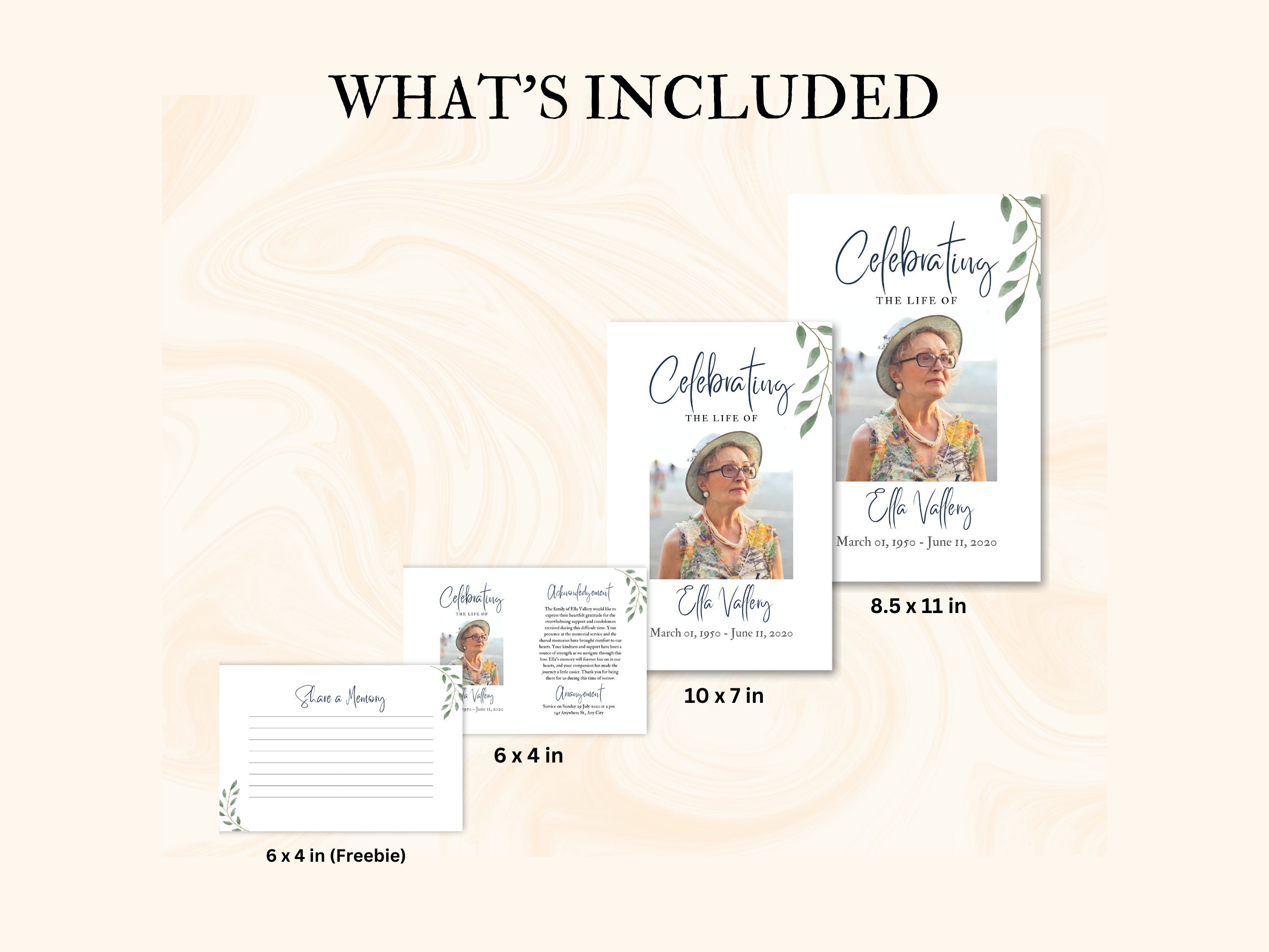 Editable Funeral Greenery Leaf Program Template Celebrating the Life of ...