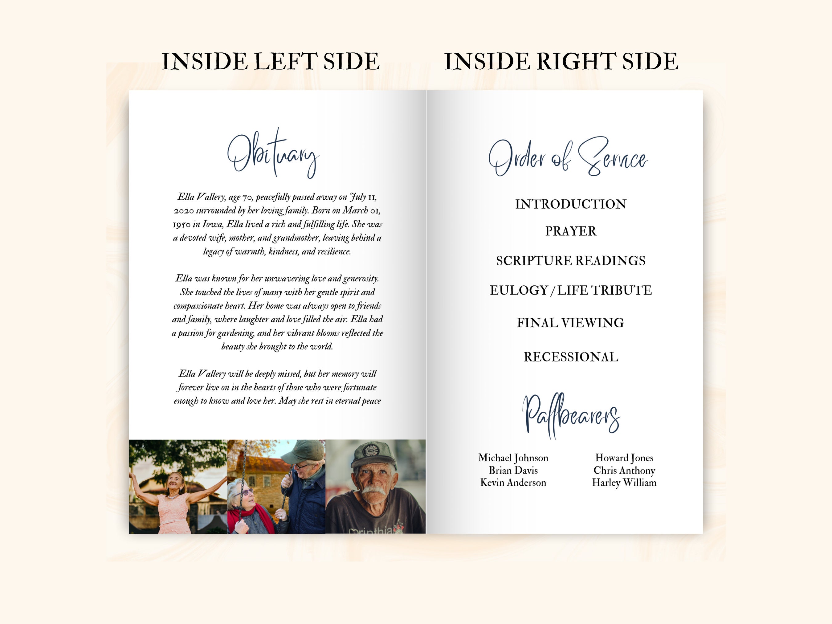 Editable Funeral Canva Program Template in Loving Memory Funeral ...
