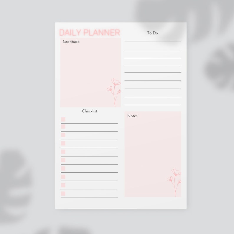 Digital Daily Planner Printable Sheet - Etsy