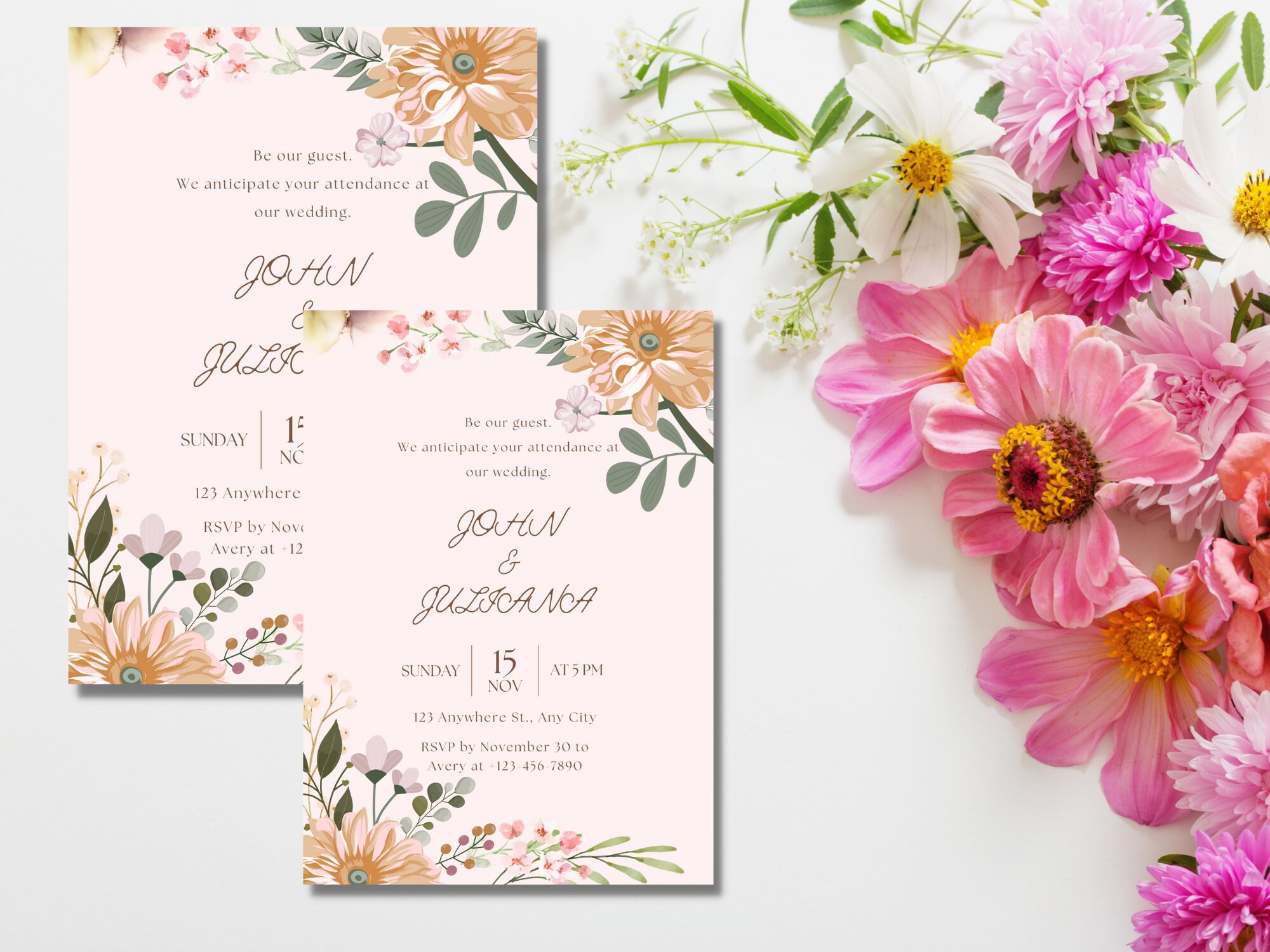 Editable Wedding Invitation Card Template Printable Download Customizable Wedding Invitation Diy