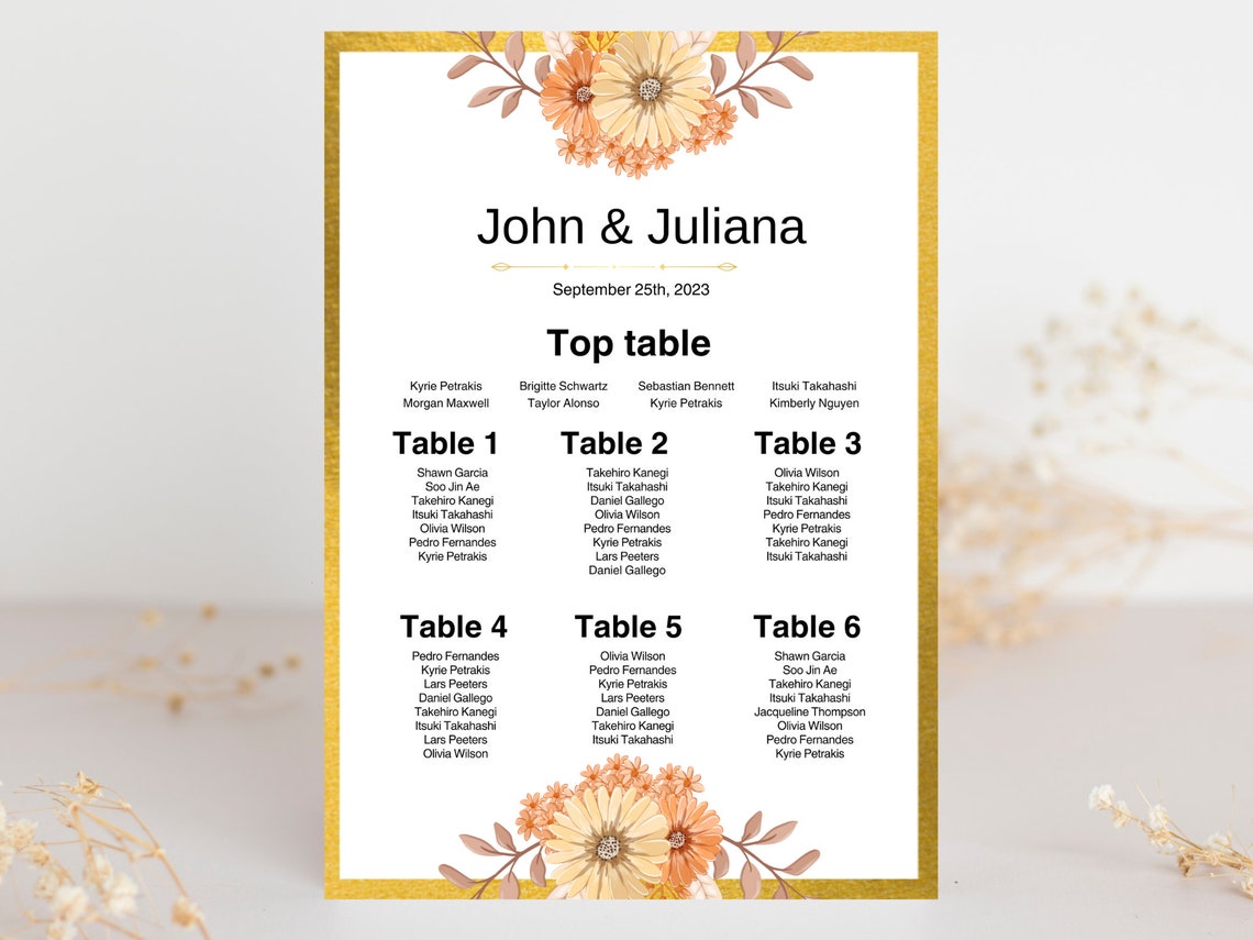 Editable Wedding Table Plan Template Printable Seating Plan DIY Table ...