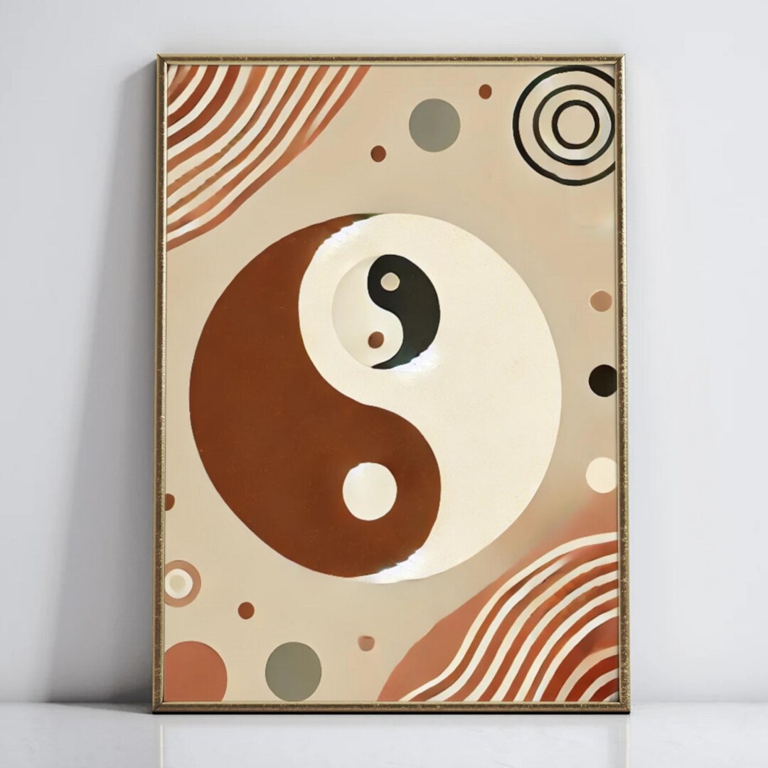 Boho Yin Yang Poster | Digital Art | Spiritual Balance Symbol ...