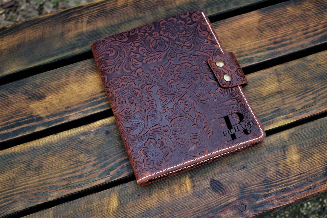 Personalized Leather Padfolio: Floral Embossed Business Portfolio - Etsy