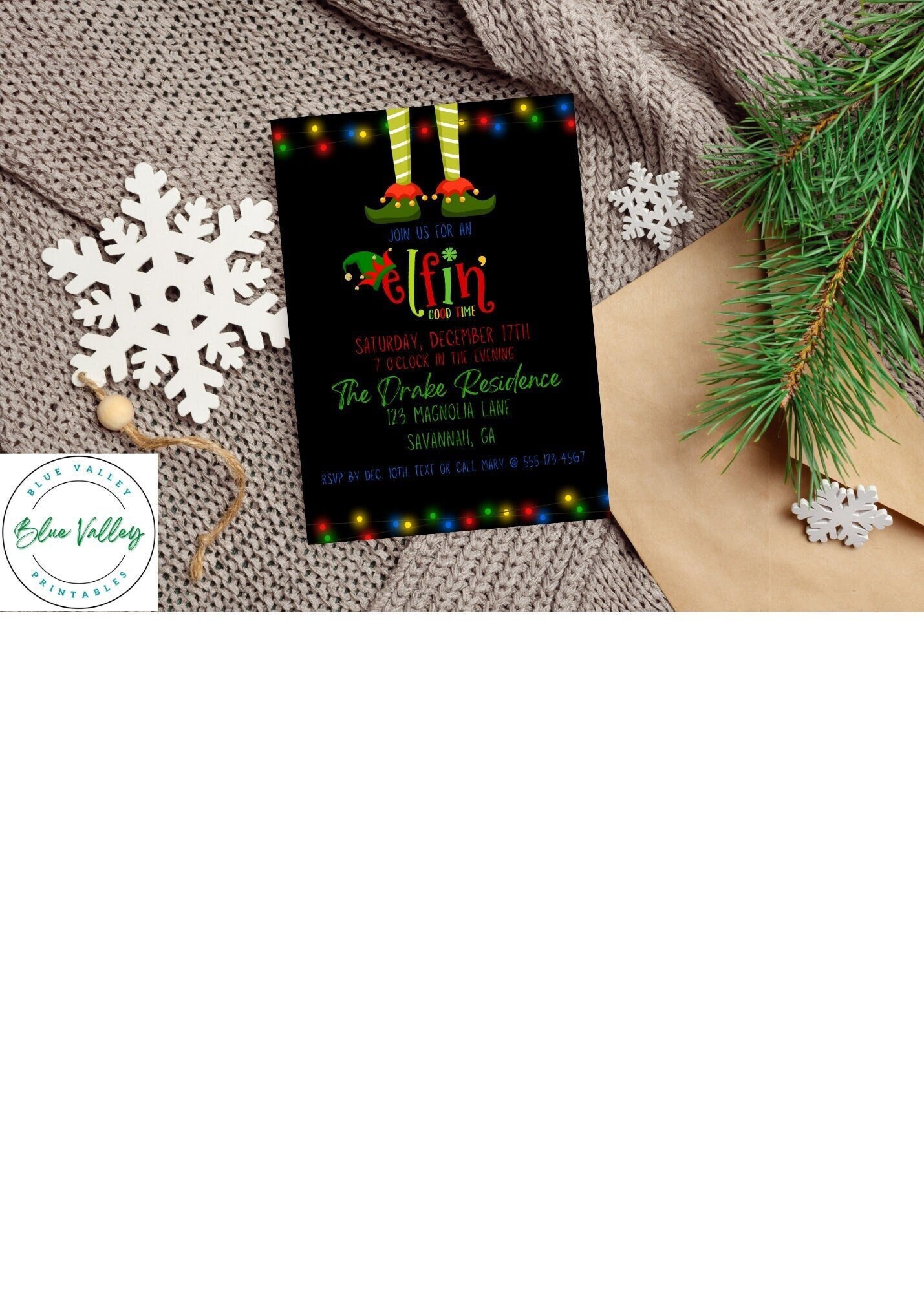 Christmas Party Invitation Template, Digital Download, Holiday ...