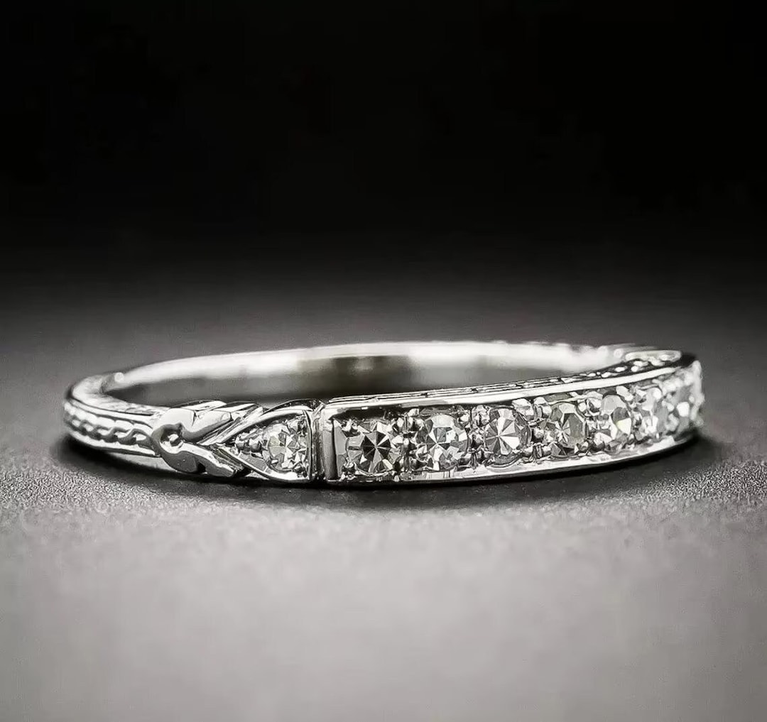 Vintage Retro Circa 1880s Art Deco Diamond Wedding Band Ring, Diamond ...