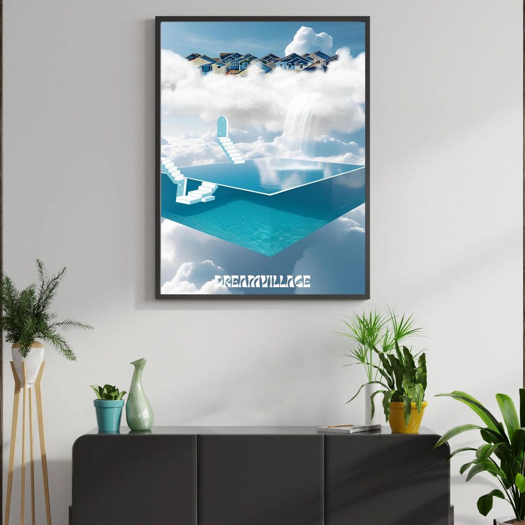 Dreamvillage – Surreal Floating Pool Poster | Dreamcore / Liminal Wall ...
