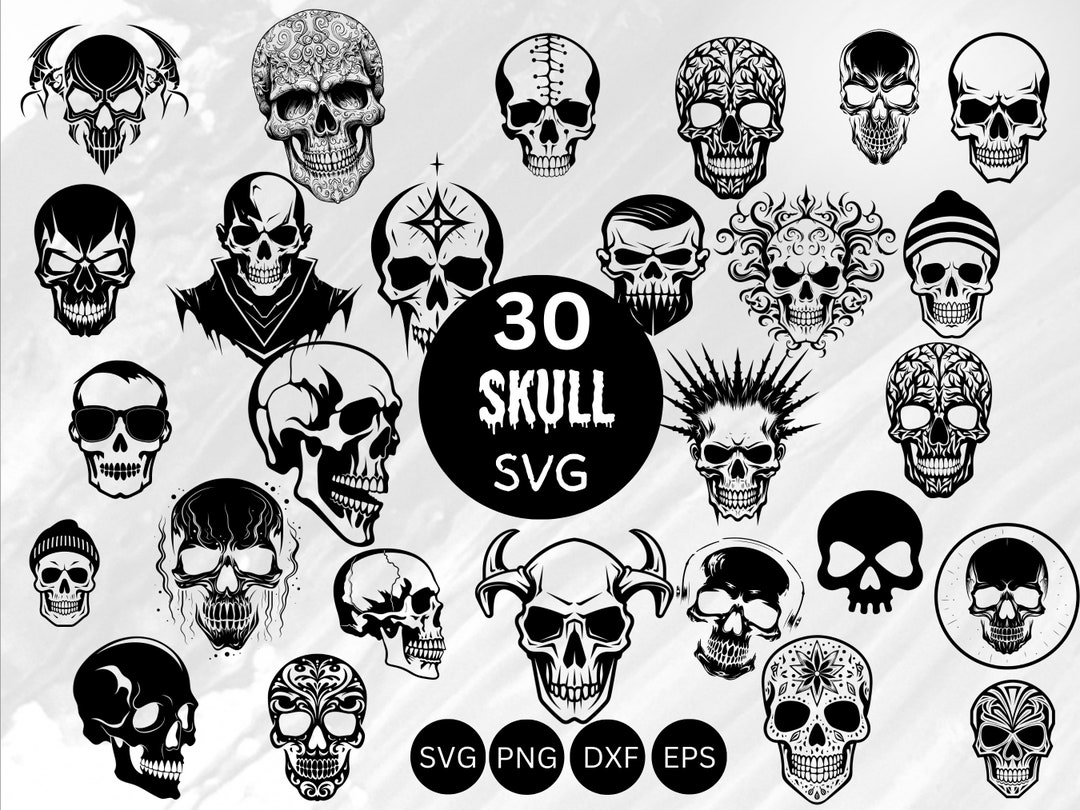 Skull SVG Bundle, Svg for Cricut, Skull Clipart, Skull Cut File for ...