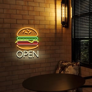 Hamburger LED Neon Sign: Burger Shop Restaurant Decor - Etsy