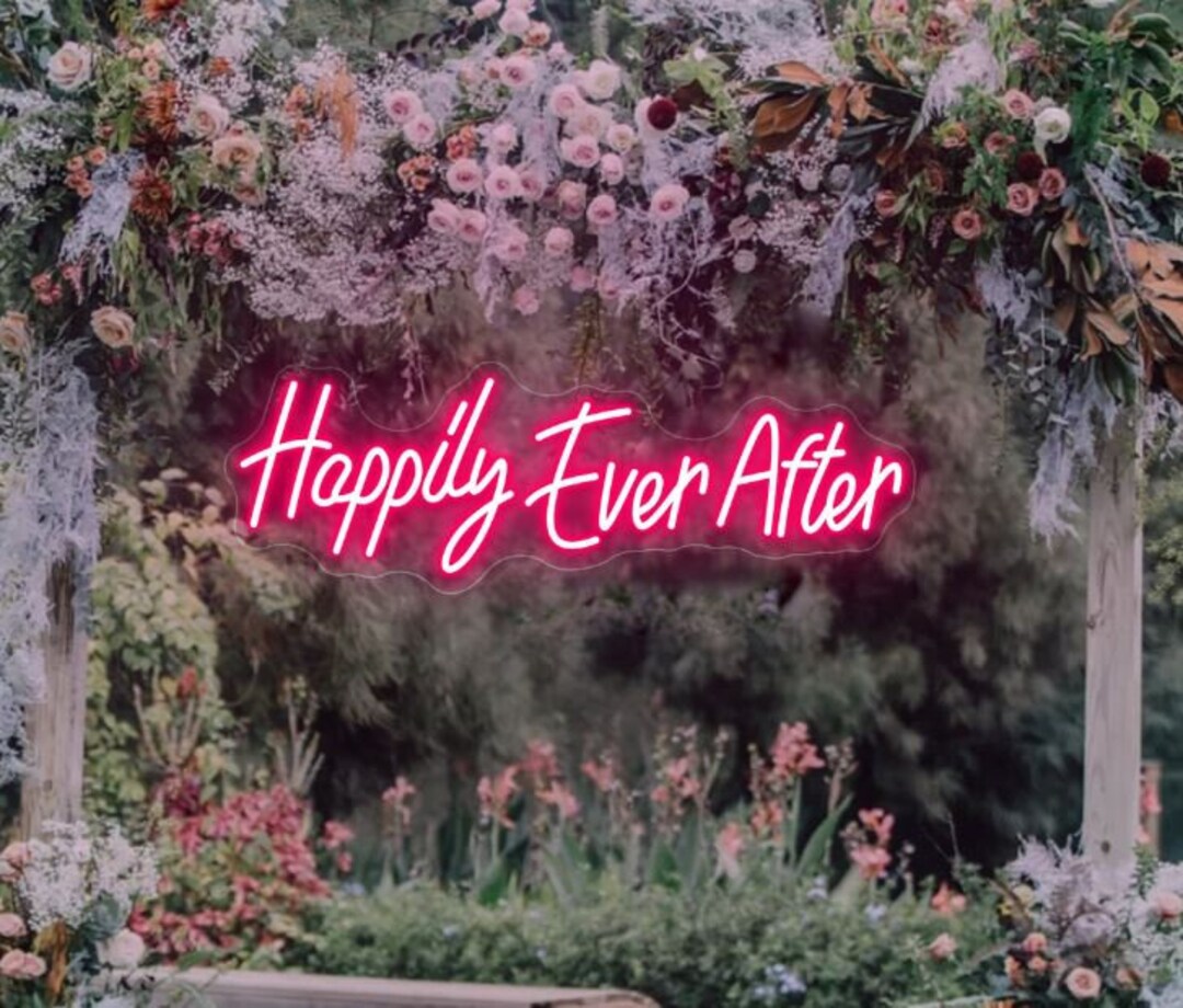 Happily Ever After LED Neon Sign | Personalized Custom Wedding Neon ...