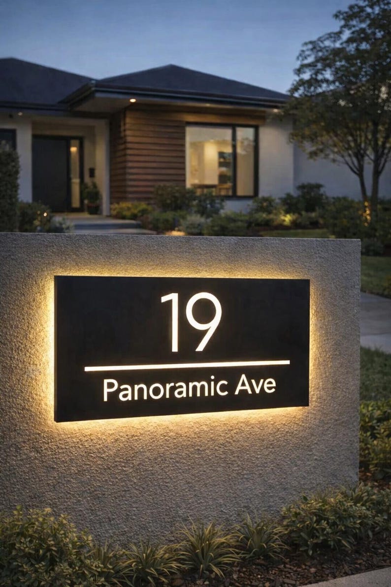 Custom LED House Number Sign, Modern Illuminated Address Plaque ...