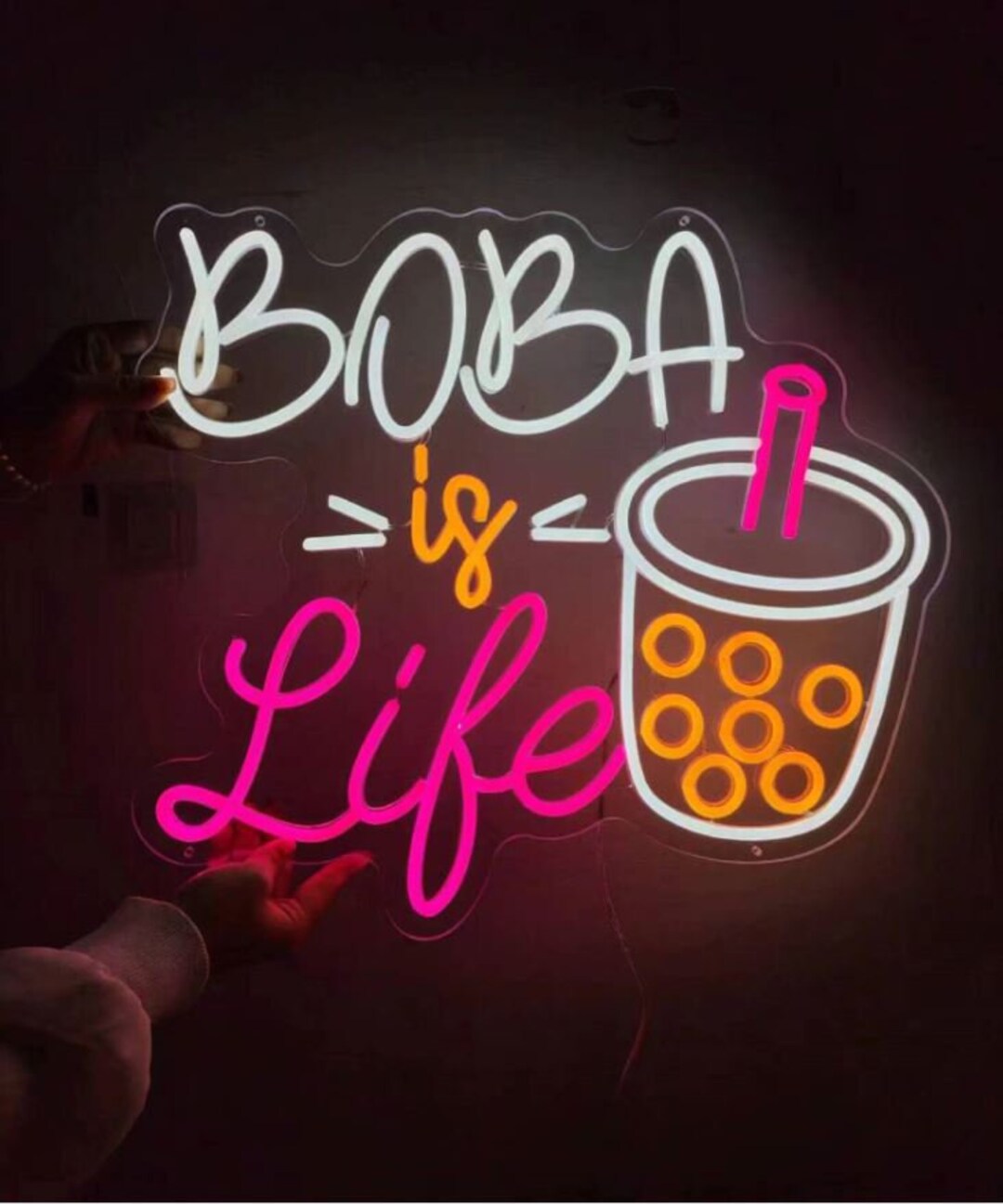 Custom Boba Bubble Milk Tea LED Neon Sign | Boba is Life Neon Light ...