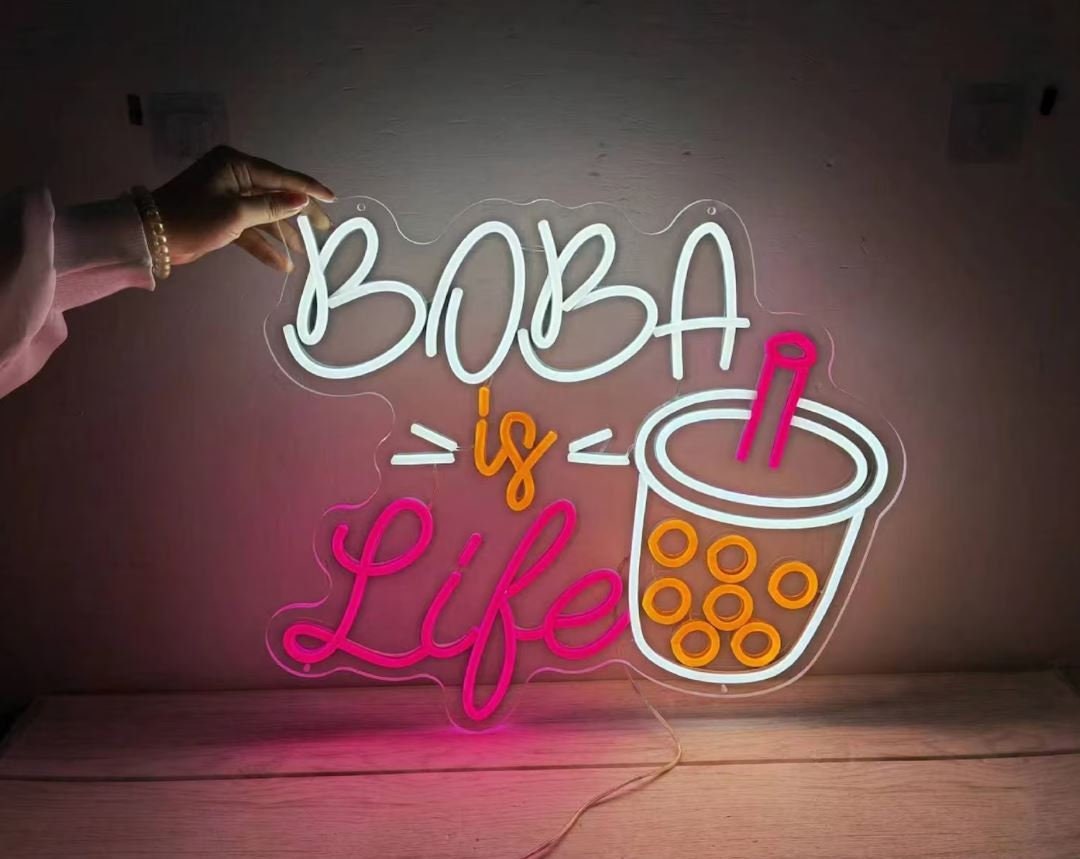 Custom Boba Bubble Milk Tea LED Neon Sign Boba is Life Neon - Etsy