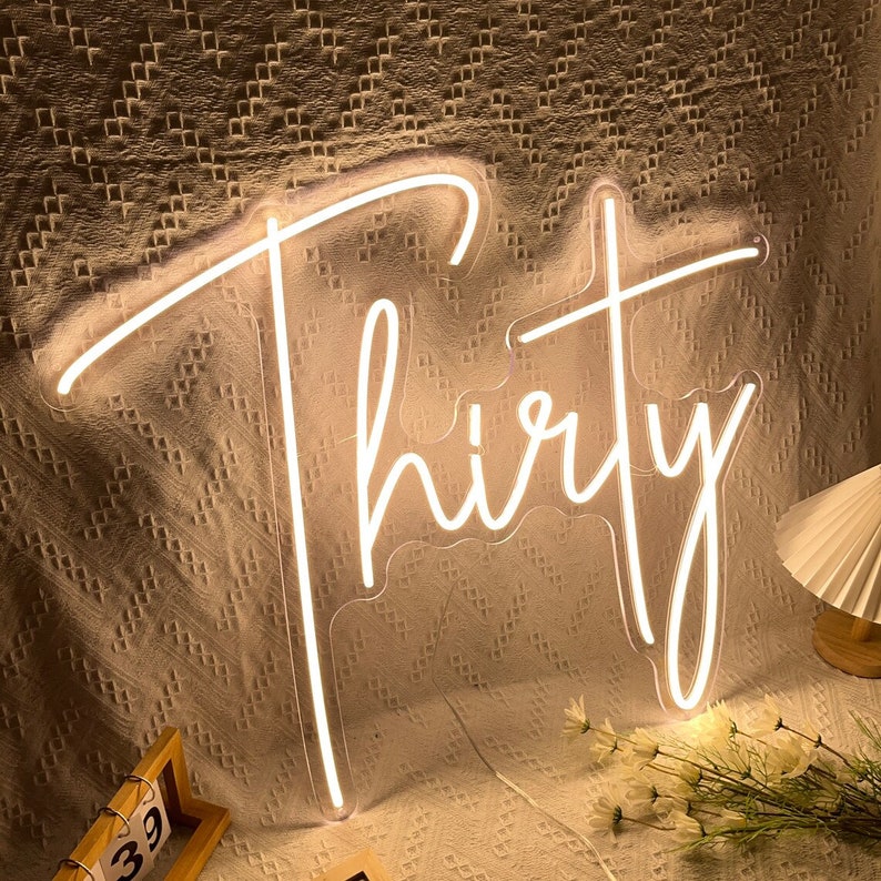 Custom "thirty" LED Neon Sign: 30th Birthday Party Decor - Etsy