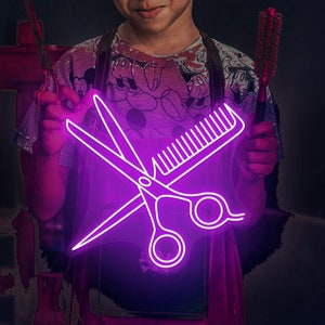 Custom Scissors & Comb LED Neon Sign: Hair Salon Decor - Etsy