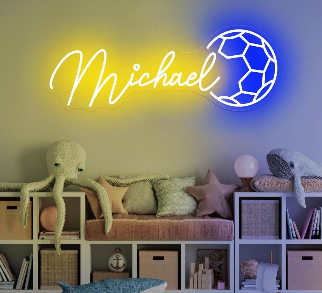 Custom Soccer Neon Sign, Personalized Sport Decor, Soccer Player ...