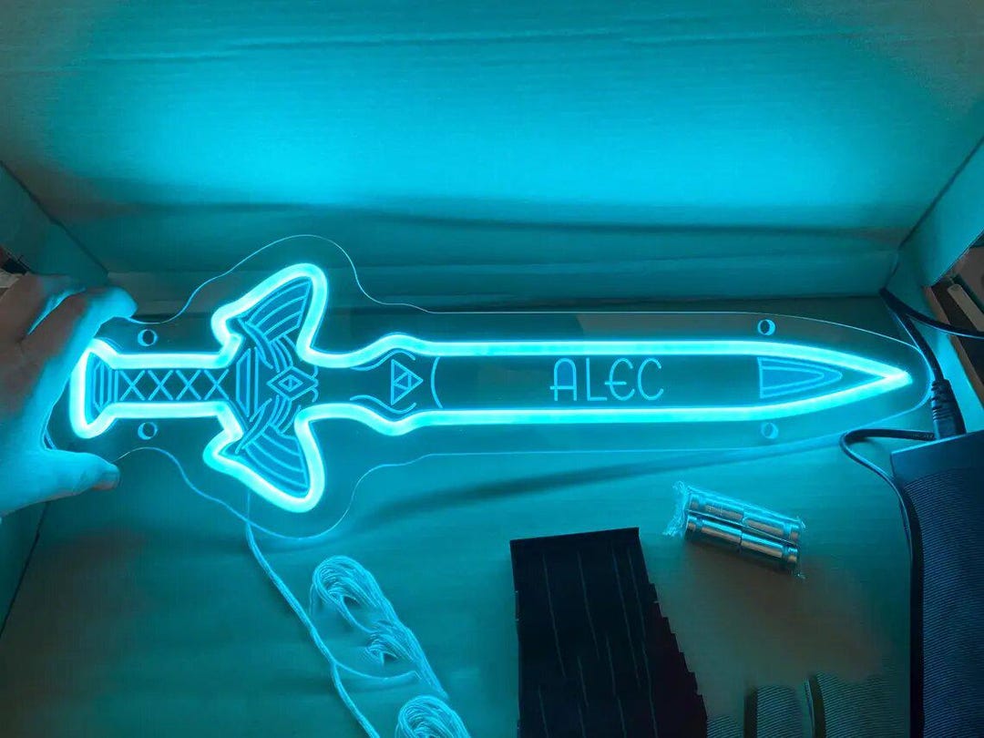 Custom Sword Neon Sign,a Sword With Name Sign, Sword Wall Art, Gaming ...