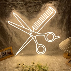 Custom Scissors & Comb LED Neon Sign: Hair Salon Decor - Etsy