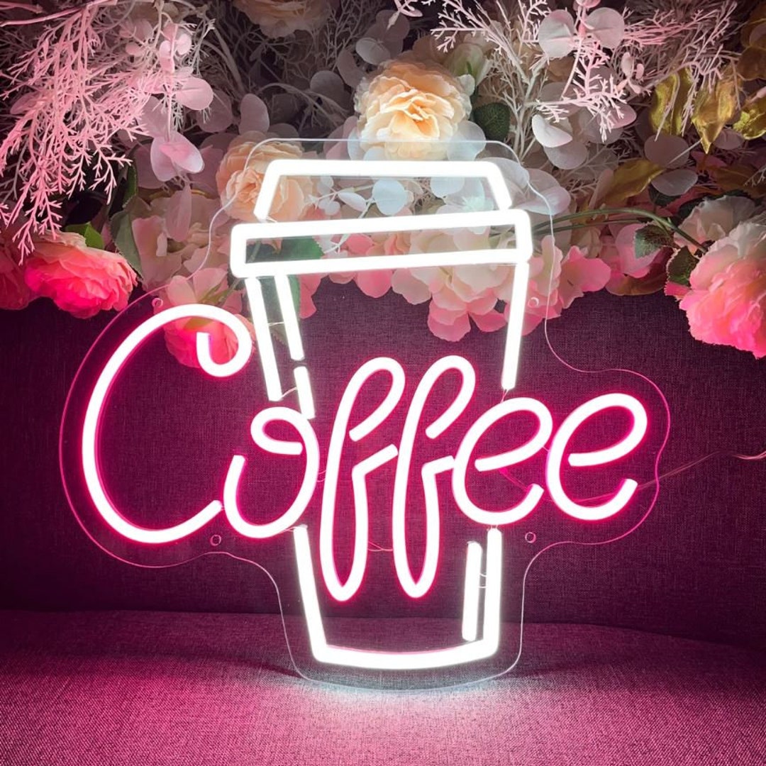 Coffee LED Neon Sign Personalized Coffee Shop Sign Coffee Cup Logo Cafe ...