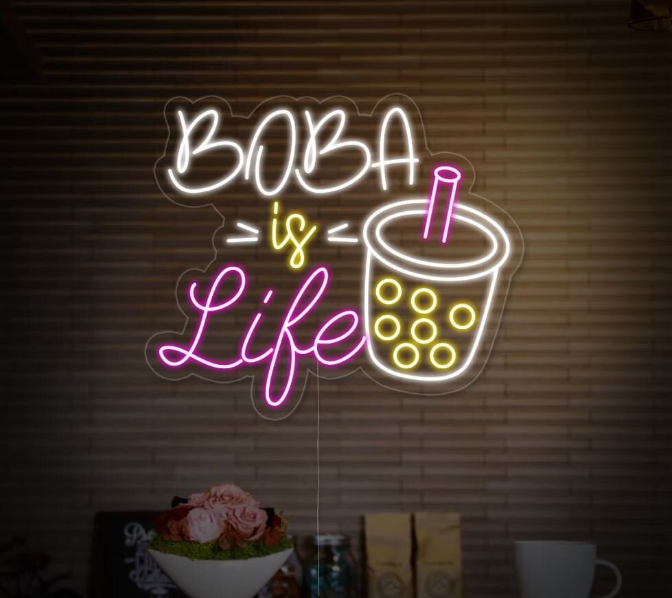 Custom Boba Bubble Milk Tea LED Neon Sign Boba is Life Neon - Etsy