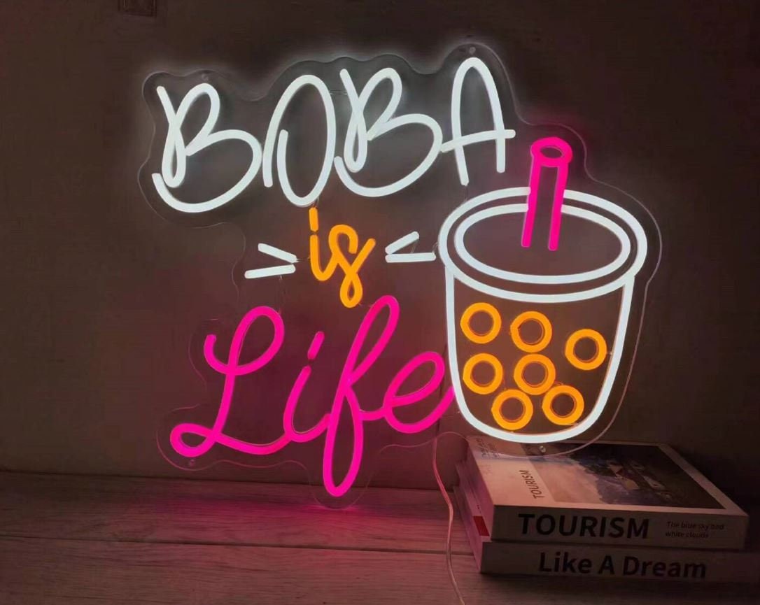 Custom Boba Bubble Milk Tea LED Neon Sign Boba is Life Neon - Etsy