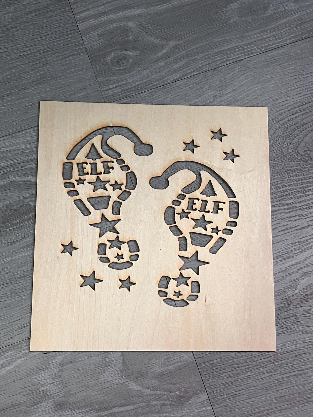 Santa's Elf Footprint Wooden Stencil, Father Christmas, Foot Print ...