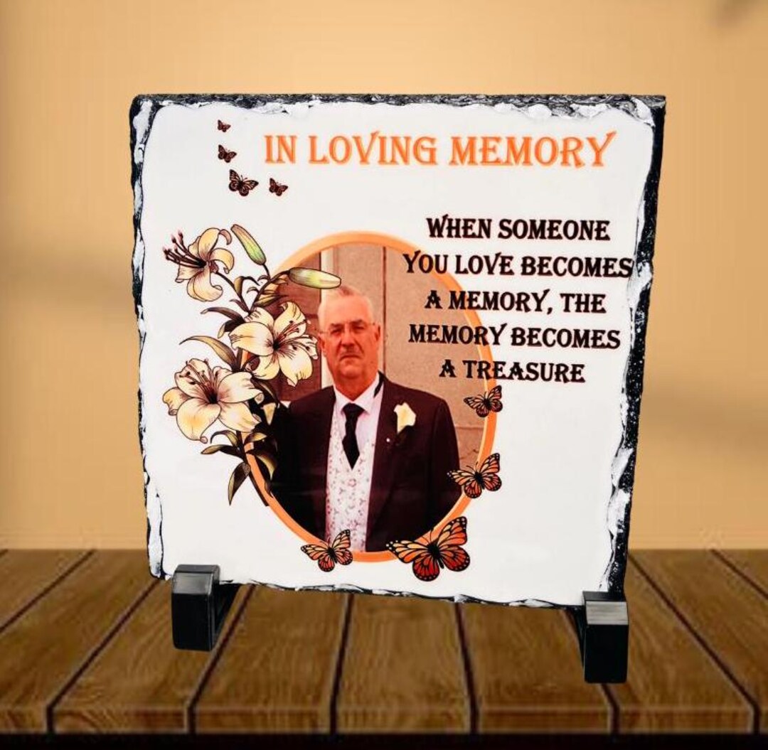 Personalised in Loving Memory Photo 15x15cm Slate - Memorial - Someone ...
