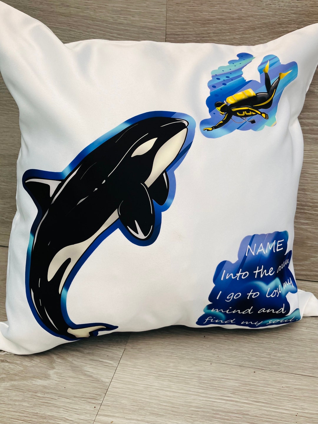 Personalised Scuba Diving Orca Whale Cushion - Birthday Gift - Present ...