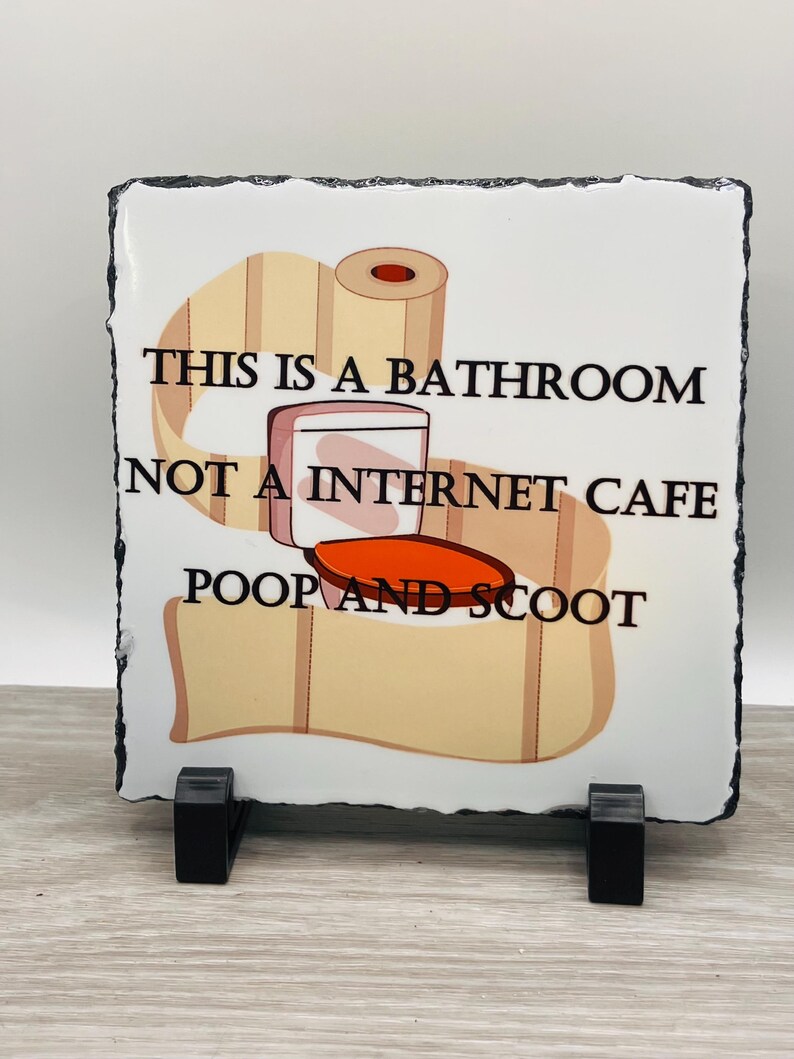 Funny Bathroom Slate Sign: "poop and Scoot" Restroom Decor (15x15cm) - Etsy