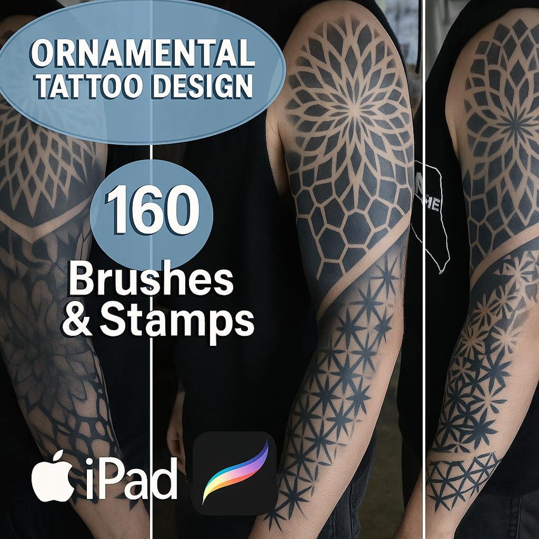 Procreate Geometric Tattoo Patterns and Mandala Brush Set - Etsy